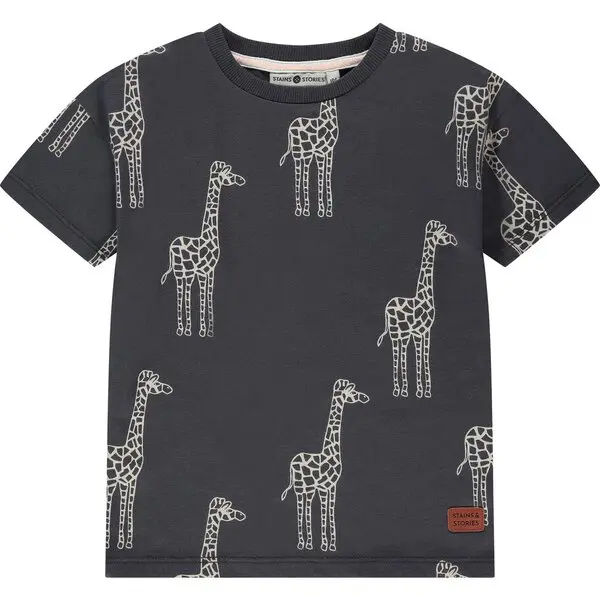 STAINS AND STORIES BY BABYFACE Giraffe Graphic T-shirt - Dark Grey