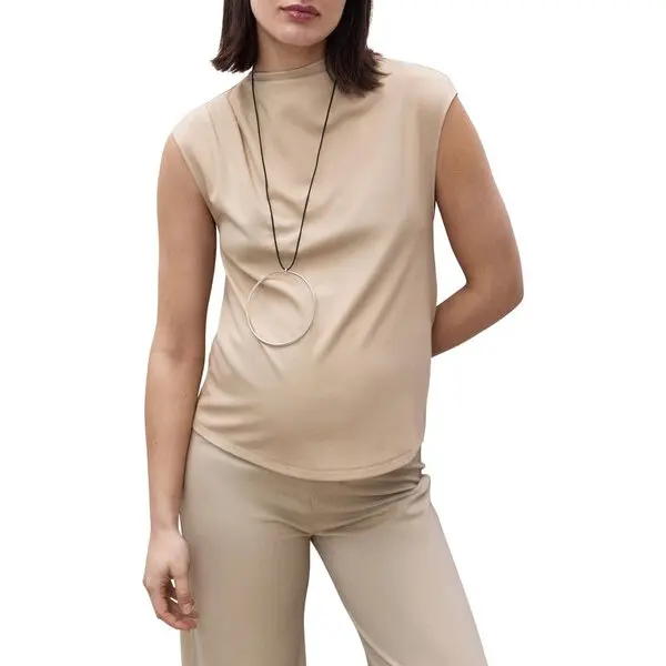 Mango Draped Neck Sleeveless T-shirt