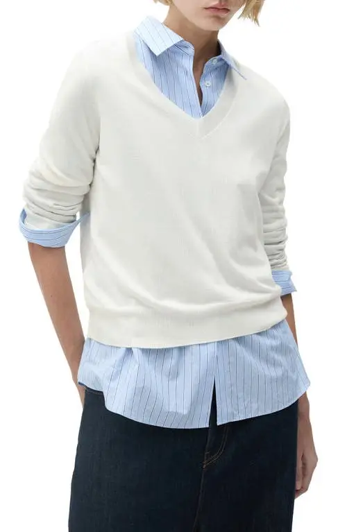 Mango V-neck Fine Knit Sweater