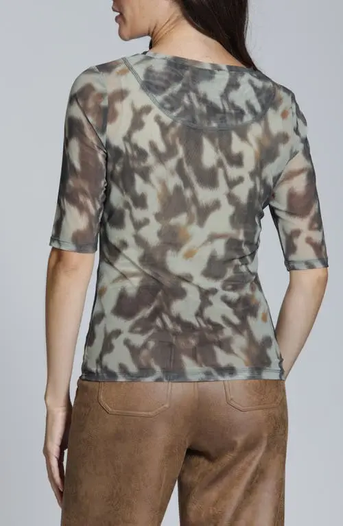 APNY Animal Print Mesh Top