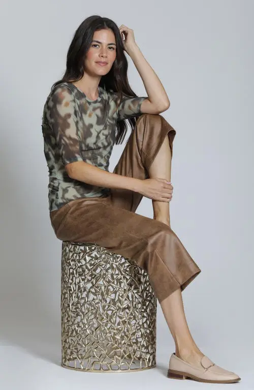 APNY Animal Print Mesh Top
