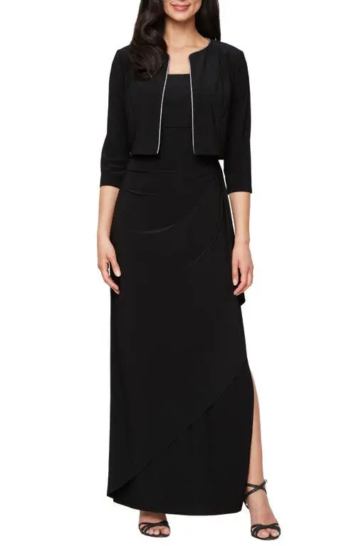 Alex Evenings Empire Waist Jersey Gown With Jacket