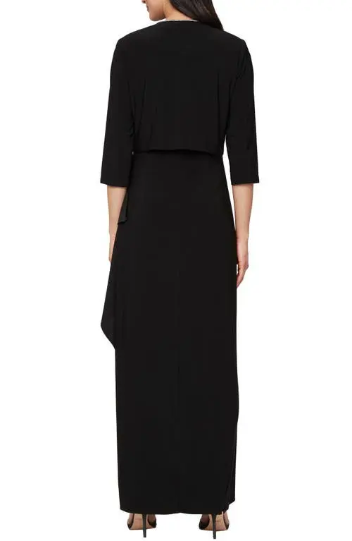 Alex Evenings Empire Waist Jersey Gown With Jacket