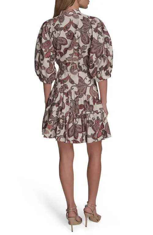 Bcbgmaxazria Printed Tiered Dress - Dark Cream/Orchid Bloom | Editorialist
