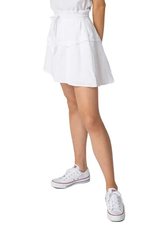 GIBSONLOOK Ruffle Cotton Gauze Drawstring Skirt - White