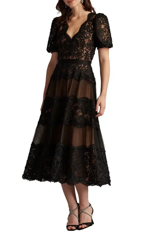 Tadashi Shoji Soutache Lace Fit & Flare Cocktail Dress