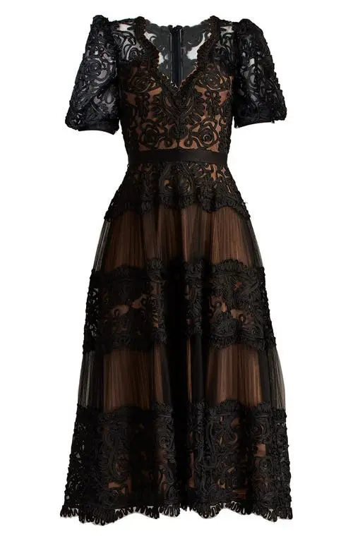 Tadashi Shoji Soutache Lace Fit & Flare Cocktail Dress