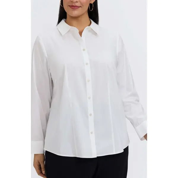 Foxcroft Cotton Blend Button-up Shirt - White