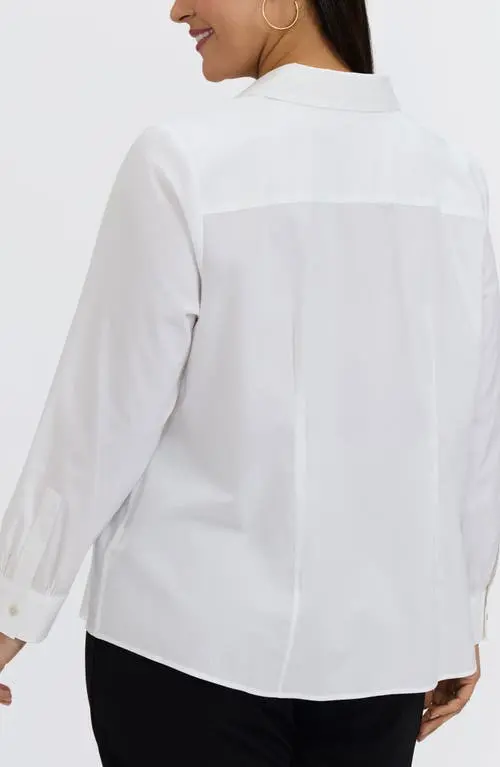 Foxcroft Cotton Blend Button-up Shirt - White