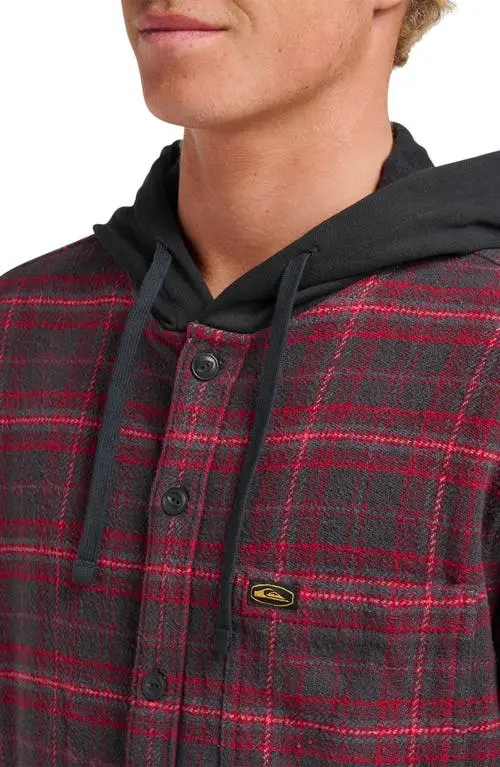 Quiksilver Sandbar Plaid Cotton Flannel Hooded Shirt