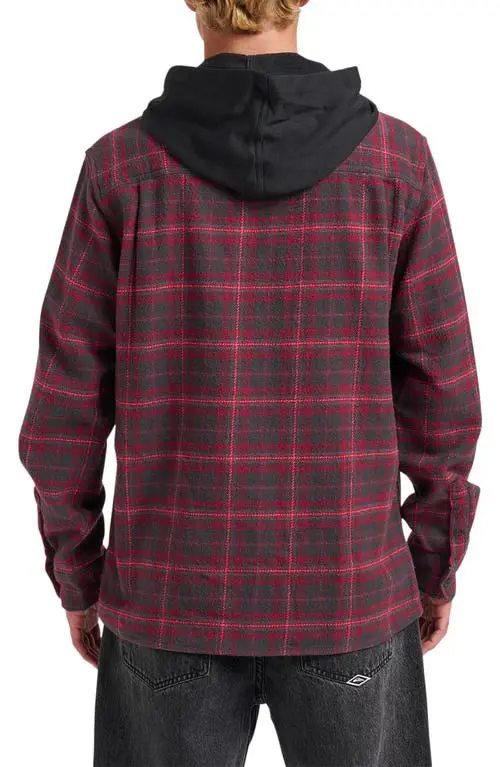 Quiksilver Sandbar Plaid Cotton Flannel Hooded Shirt