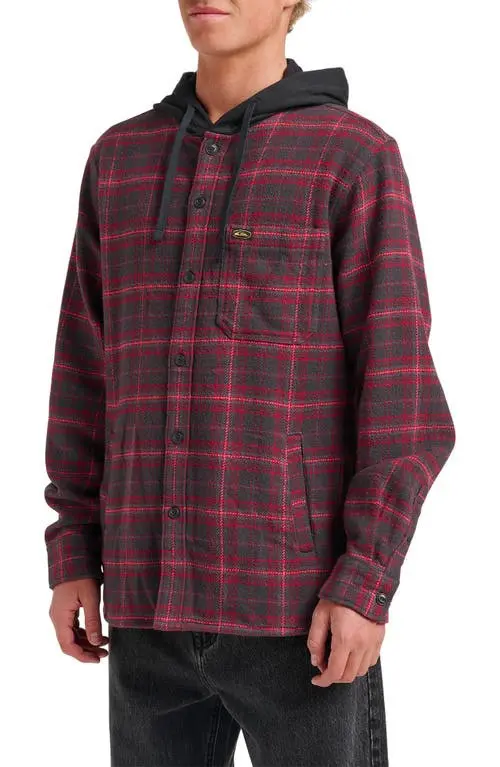 Quiksilver Sandbar Plaid Cotton Flannel Hooded Shirt