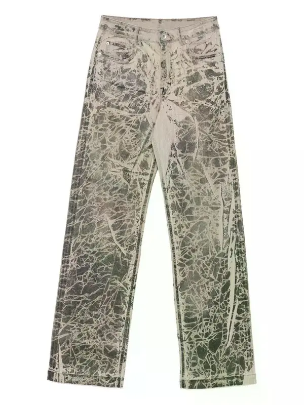 Rick Owens Crackle-print Jeans - Black