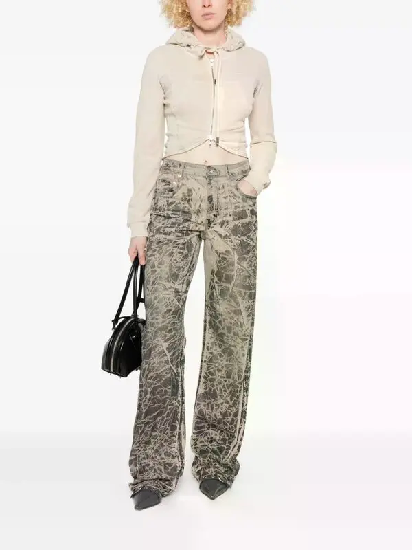 Rick Owens Crackle-print Jeans - Black