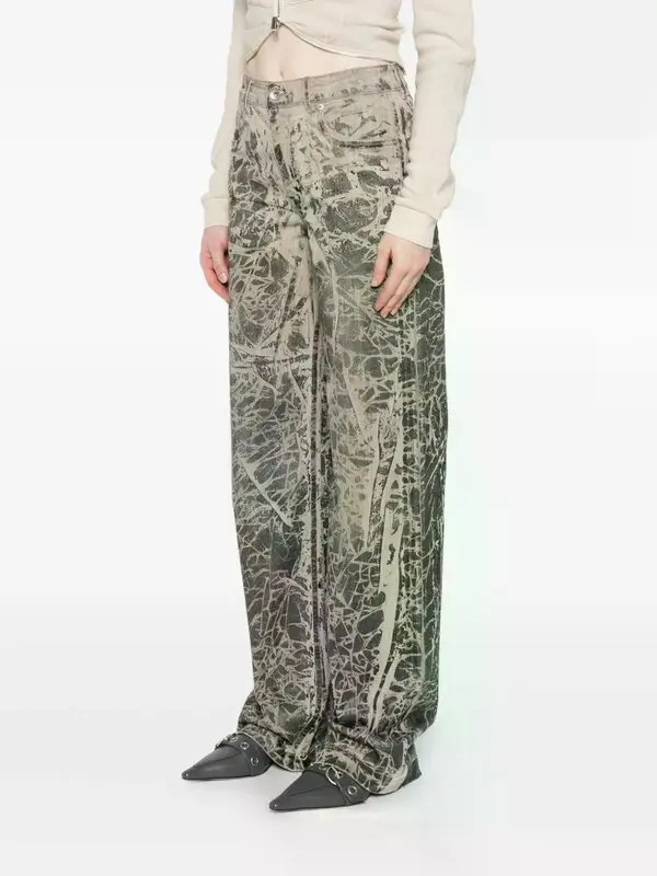 Rick Owens Crackle-print Jeans - Black
