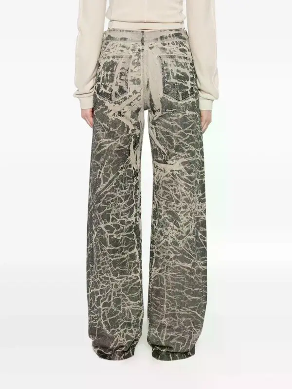 Rick Owens Crackle-print Jeans - Black