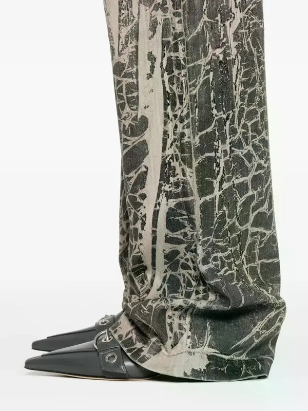 Rick Owens Crackle-print Jeans - Black