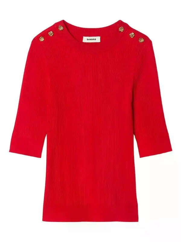 Sandro Button-embellished Ribbed T-shirt