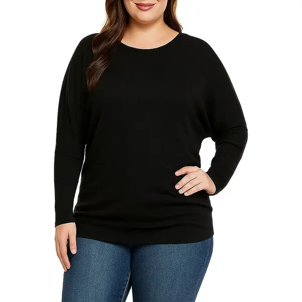 STANDARDS & PRACTICES Batwing Long Sleeve Tunic Top - Black