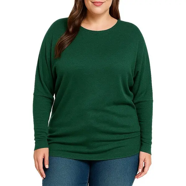 STANDARDS & PRACTICES Batwing Long Sleeve Tunic Top - Hunter Green