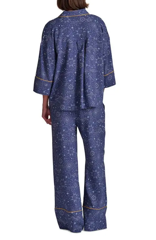 Splendid Button-up Shirt & Pants Pajamas - Celestial Sky