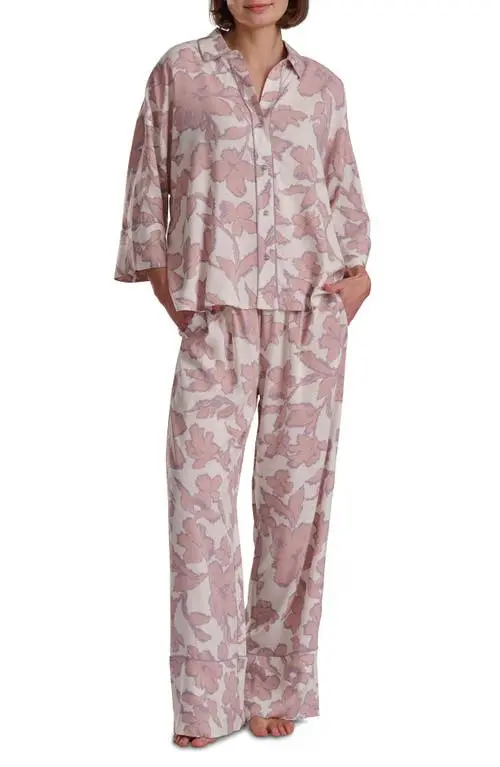 Splendid Button-up Shirt & Pants Pajamas - Pink Chalk Floral