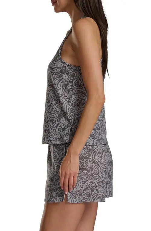 Splendid Print Pointelle Knit Short Pajamas - Brown Grey Paisley