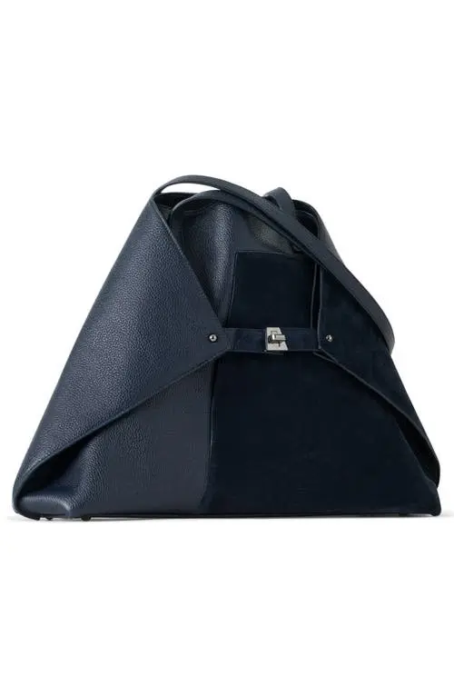 Akris Ai Leather & Suede Convertible Shoulder Tote - Denim