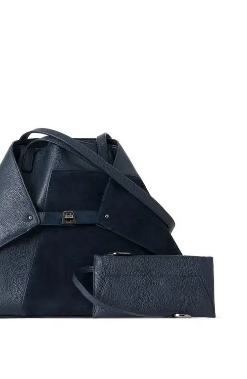 Akris Ai Leather & Suede Convertible Shoulder Tote - Denim