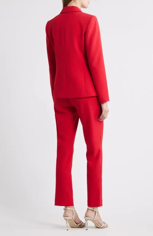 TAHARI ASL One-button Crepe Jacket & Pants Set - Red