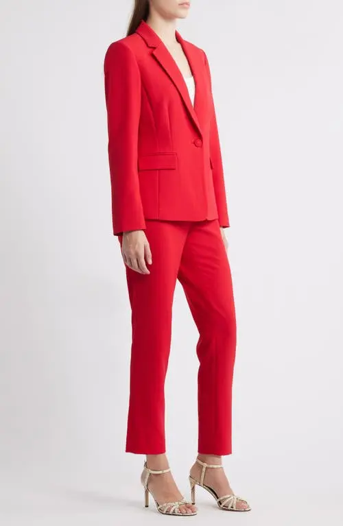 TAHARI ASL One-button Crepe Jacket & Pants Set - Red