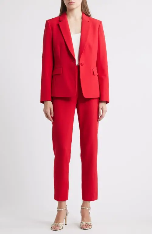 TAHARI ASL One-button Crepe Jacket & Pants Set - Red