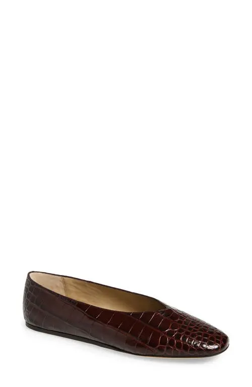 Le Monde Beryl Regency Croc Embossed Flat - Coco Brown