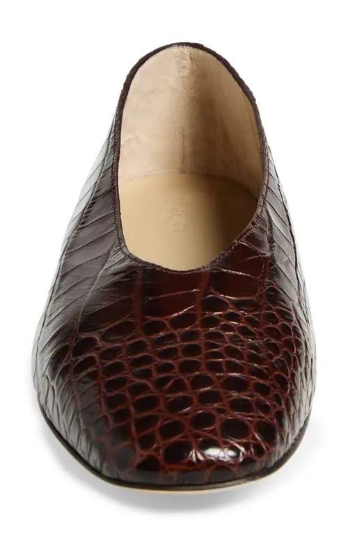 Le Monde Beryl Regency Croc Embossed Flat - Coco Brown