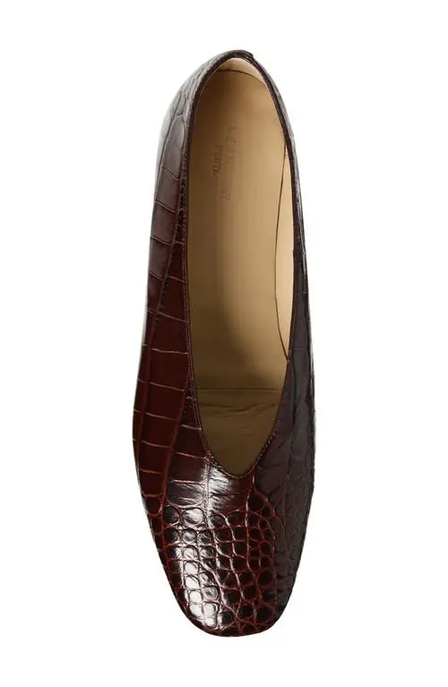 Le Monde Beryl Regency Croc Embossed Flat - Coco Brown