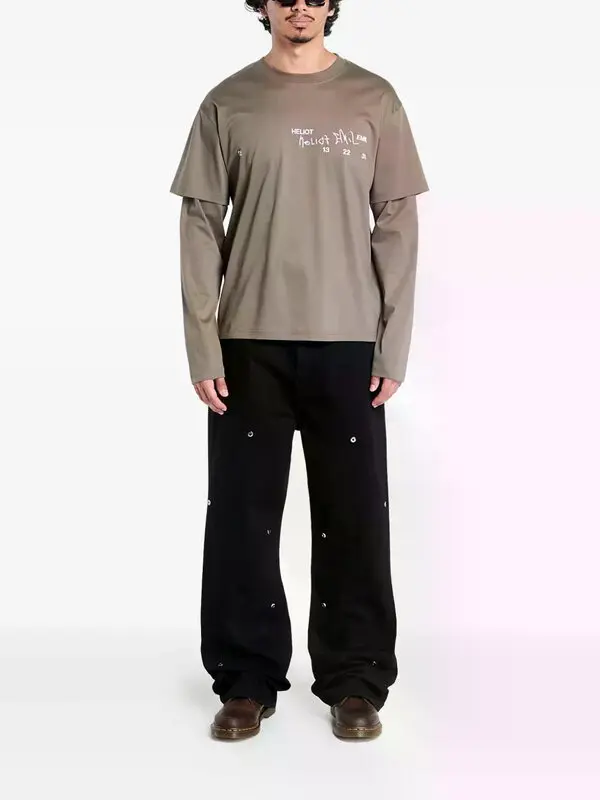 HELIOT EMIL Logo-print T-shirt - Brown