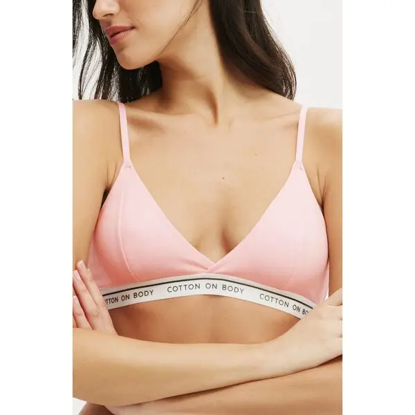 Cotton:on Branded Cotton Cross Over Bralette - Blushing Bride