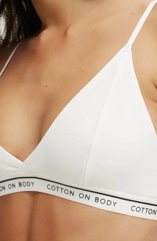 Cotton:on Branded Cotton Cross Over Bralette - White