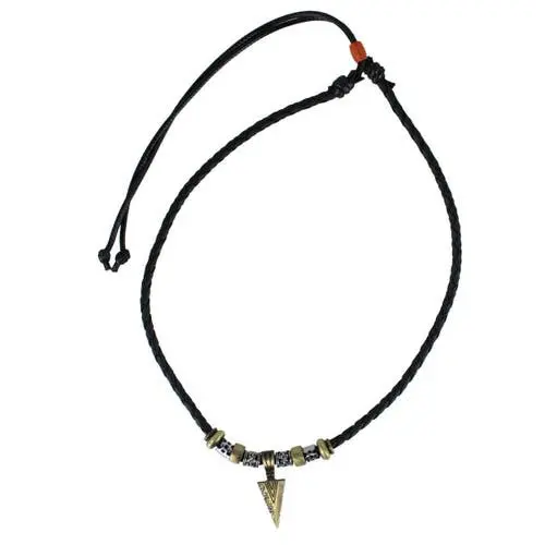 Trafalgar Cheyenne Triangle And Beaded Vegan Leather Adjustable Necklace - Black