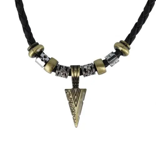 Trafalgar Cheyenne Triangle And Beaded Vegan Leather Adjustable Necklace