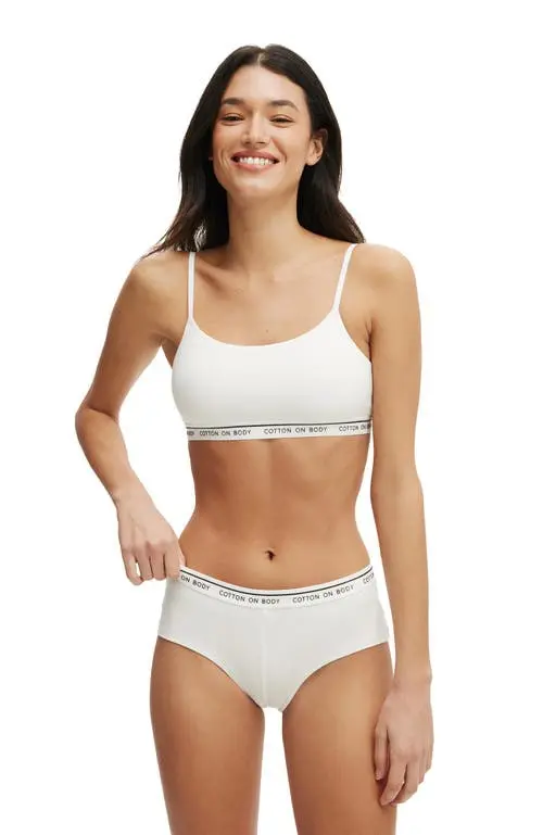 Cotton:on Branded Cotton Scoop Bralette - White