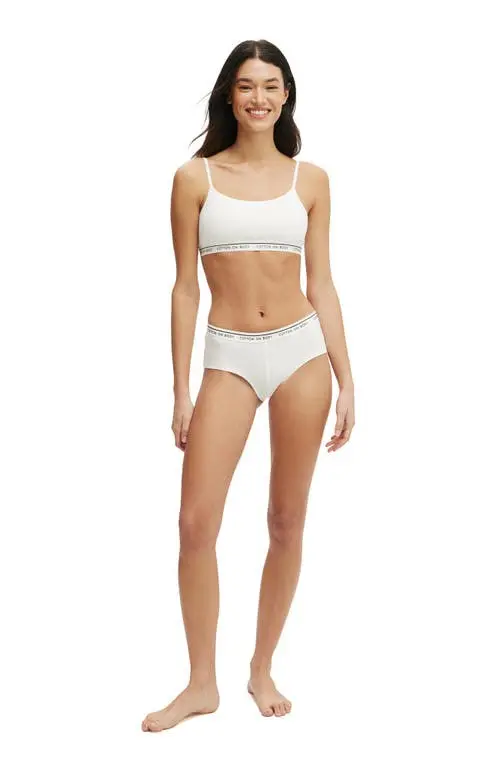Cotton:on Branded Cotton Scoop Bralette - White