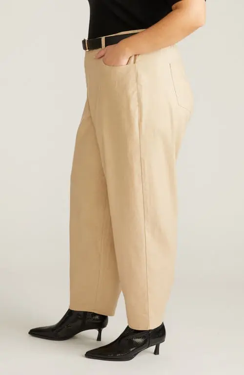 Universal Standard Lou High Waist Barrel Linen Blend Jeans