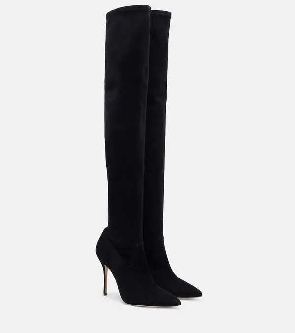Manolo Blahnik Pascalarehi 105 Suede Over-the-knee Boots - Black