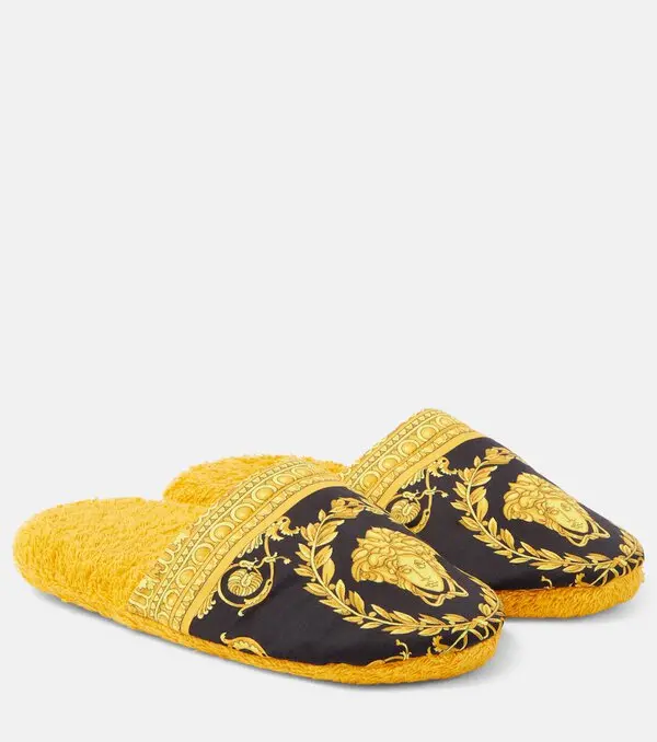Versace I Love Baroque Cotton Slippers - Yellow