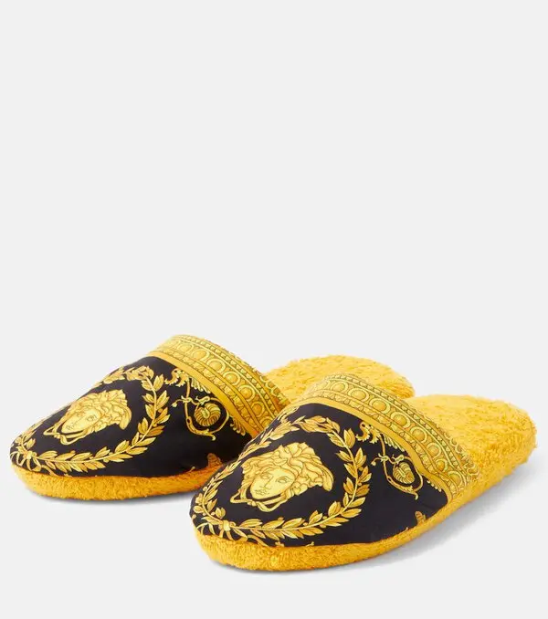 Versace I Love Baroque Cotton Slippers - Yellow