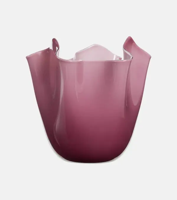 VENINI Fazzoletto Murano Glass Vase - Pink