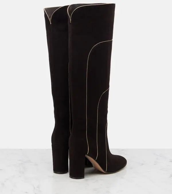 GIANVITO ROSSI 85 Suede Knee-high Boots - Brown
