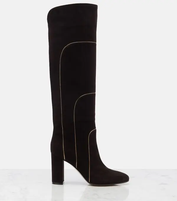 GIANVITO ROSSI 85 Suede Knee-high Boots - Brown