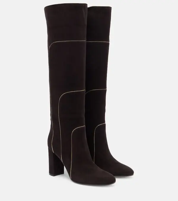GIANVITO ROSSI 85 Suede Knee-high Boots - Brown